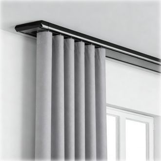 Generic Gardinenschiene 2 L&auml;ufig Deckenmontage Vorhangschiene Schwarz Gardinenstange 400cm Lang Komplett Set 450cm 460cm 470cm 480cm 490cm 500cm F&uuml;r Wohnzimme