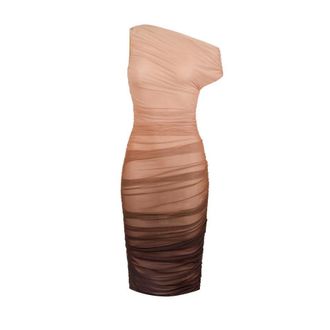 Elisabetta Franchi Femme, Robes, Brun, Taille: 40 FR Robe asym&eacute;trique en tulle d&eacute;grad&eacute; &agrave; une &eacute;paule