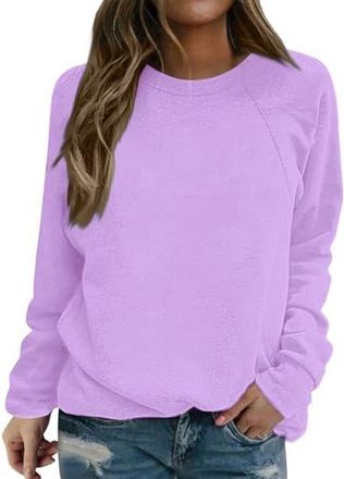 Generic Sweats à capuche pour femme - Grande taille - Sweat à col rond surdimensionné - Débardeurs de sport - Veste de sport unie - Chemisier à capuche thermi