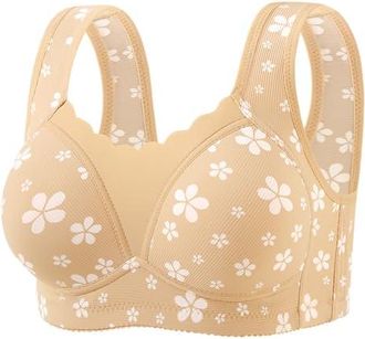 Generic Soutien-gorge confortable sans fil &agrave; couverture compl&egrave;te pour femme avec bretelles larges et imprim&eacute; floral &agrave; petites fleurs, sous-v&ecirc;tements doux sans