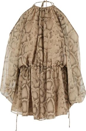 Andamane Femme, Blouses et Chemises, Beige, Taille: 34 FR Blouse avec Imprim&eacute; Python Int&eacute;gral et Fermeture &agrave;