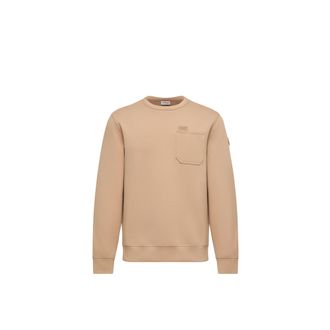 Moncler Moncler Leather Logo Tag Cotton Blend Sweatshirt, Men, Beige, Size: Xxl