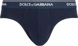 Dolce & Gabbana Homme, Sous-vêtements, Bleu, Taille: XL Bi-pack Slips Mi-longs en Coton Stretch
