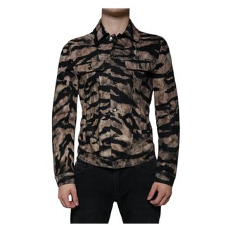 Dolce & Gabbana Tiger Button Down Collared Jacket - - Jackets - Herren - Mehrfarbig - M
