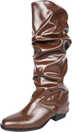 Generic Bottes pour femme &agrave; talons &eacute;pais - R&eacute;sistantes &agrave; leau - Faciles &agrave; nettoyer - Bout pointu - Chaussures r&eacute;tro &agrave; enfiler - Id&eacute;ales pour lautomne, lhiver,