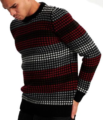 LEIF NELSON Strickpullover Herren Rundhals (Schwarz, Größe XXL) - Dünner Männer Strick Pullover für Winter & Sommer - Coole Crewneck Männer Pullover
