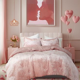 Comfort Spaces Juliette Luxe Bettw&auml;sche, Samt, luxuri&ouml;s, mit Knopf, getuftet, modernes Ganzjahresbezug, gem&uuml;tliches Bettw&auml;sche-Set, Doppelbett/Queen-Size-Bett (228.6