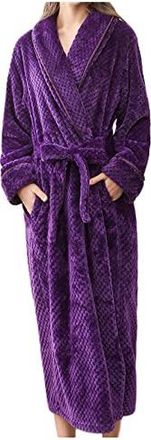 Generic Peignoirs de bain de luxe en tissu &eacute;ponge pour femme - V&ecirc;tement de nuit confortable et chaud avec poches - Chemise de nuit &eacute;l&eacute;gante &agrave; manches longues 