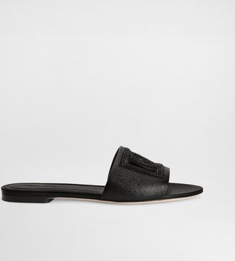 Dolce & Gabbana Suede And Dauphine Calfskin Flat Slippers - Frau Pantoletten Und Mules Schwarz 37.5