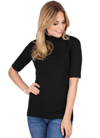 Trigema T-Shirt TRIGEMA T-Shirt mit elastischem Stehkragen (1-tlg)