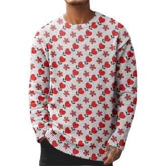 Generic Pull pour homme - Pull thermique fantaisie imprimé pour homme - Ample - Décontracté - Poignets élastiques - Pull à manches longues et col rond - Pull 