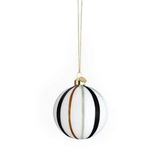 Holmegaard Weihnachtskugel &Oslash;8 cm aus mundgeblasenem Borosilikat, gr&uuml;n Streifen