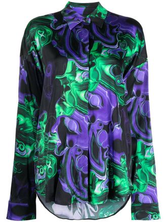 Msgm Hemd mit grafischem Print - Violett