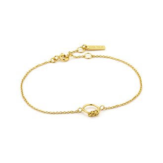 Ania Haie Damen Armband MODERN MINIMALISM Modern Circle aus 925 Sterling Silber 14k vergoldet, Federringverschluss, L&auml;nge 16,5cm + 2cm Verl&auml;ngerung, inkl. Gesch