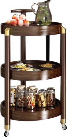 Generic Runder Beistelltisch Aus Bambus Mit Feststellbaren Rädern Und Ablagefläche for Wohnzimmer, Schlafzimmer, Eingangsbereich(40x72cm/16x28in)