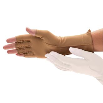 Isotoner Unisex-Erwachsene Hand, Finger Therapeutische Handschuhe, rechts, klein, offen, F, Camel, Small
