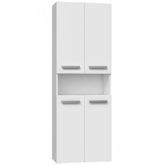 Hucoco Hucoco - cdf Bad-Hochschrank nel 2K dk Farbe: Wei&szlig; Modernes Badregal Stauraumschrank Ger&auml;umige Einlegeb&ouml;den T&uuml;ren Einfache Montage 2 W&auml;schekrobe