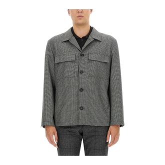 Lardini Houndstooth Print Button-Up Shirt Jacket - - Jackets - Herren - Grau - M
