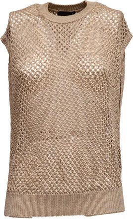 Dondup Femme, Pulls, Beige, Taille: 38 FR Gilet en maille ajour&eacute;e