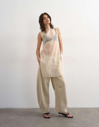 Topshop Jean barrel &agrave; enfiler - Avoine-Neutral