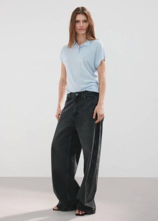 Mango Pullover mit Polo-Kragen himmelblau - Damen - XS - MANGO