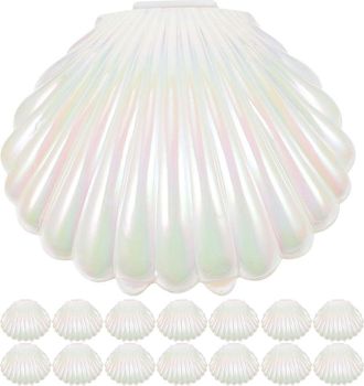 BESTOYARD 15 StüCk Muschel SüßIgkeitenboxen FüR Hochzeiten Und Partys - Hochwertige Aufbewahrungsboxen FüR Schmuck Und Geschenke in Perlweiß 9.10 X 7.70 X 4.50 