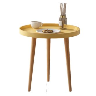 Generic Beistelltisch Rund, 44 * 40cm Kleiner Tisch, Holz for Nachttisch, Gold Klein, Pflanzen Hocker, Balkon, Beinen Aus Metall(Yellow)