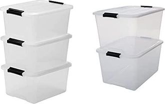 Iris 3er-Set stapelbare Aufbewahrungsboxen Top Box, mit Deckel und Klickverschluss, 15 Liter, Kunststoff/Plastik, transparent, 2er-Set Aufbewahrungsboxen, 