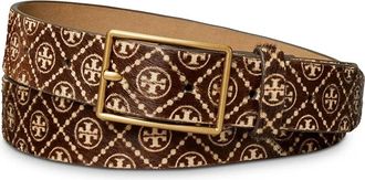 Tory Burch Tory Burch G&uuml;rtel - T Monogram Haircalf Belt - Gr. M - in Braun - f&uuml;r Damen