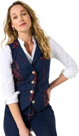 Joe Browns Heritage Check Mix and Match Waistcoat Blazer décontracté, Violet, 38 Femme