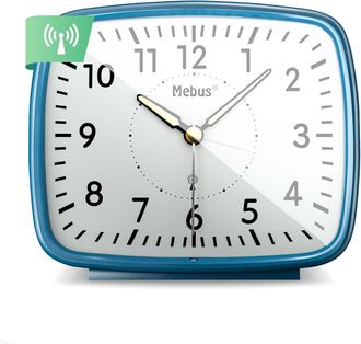 Mebus Analoger Funkwecker im Retro-Design mit abgerundeten Ecken/Material: Kunststoff/Farbe: Blau/Modell: 25363