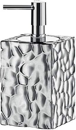 Gedy New Martina Seifenspender, Keramik, Silber, 7,5 x 7,5 x 16