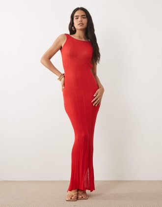 I.AM.GIA Luminara - Robe longue sans manches en maille fine &agrave; dos ouvert - Rouge