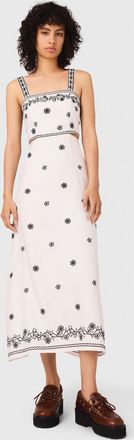 Maje Langes Besticktes Kleid Mit Cut-out - Weiß - Maje