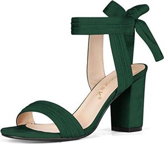 Allegra K Sandaà Bout Ouvert à la Cheville et à Talons Chunky Vert foncé 43
