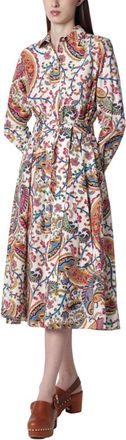 Etro Femme, Robes, Multicolore, Taille: 36 FR Robe chemise midi avec ceinture