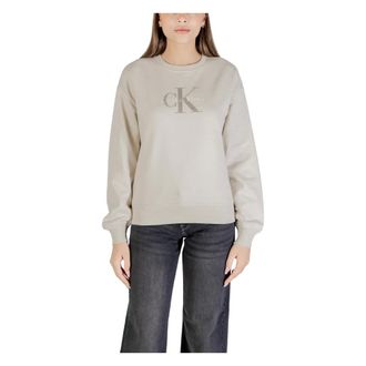 Calvin Klein Jeans Femme, Sweatshirts et sweats &agrave; capuche, Beige, Taille: 40 FR SweaT-shirt Fran&ccedil;ais Minimaliste LS Monologo