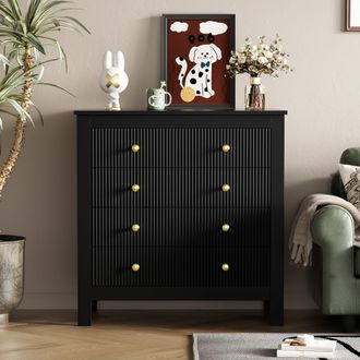 Merax Kommode mit 5 Schubladen, Modernem Sideboard mit Stauraum, f&uuml;r Esszimmer, Wohnzimmer & Schlafzimmer, 79L x 39,5B x 80,5H cm, Schwarz
