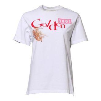 Golden Goose Femme, Tops, Blanc, Taille: 36 FR T-shirt imprim&eacute; &agrave; col rond