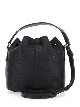Ferragamo Womens Crossbody Bag Grained Leather, Black Calf Leather Shoulder