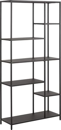 AC Design Furniture Norbert Asymmetrisches Doppel-Bücherregal mit 5 Ablagen, B: 79,5 x H: 165 x T: 30 cm, Schwarz, Metall, 1 Stk