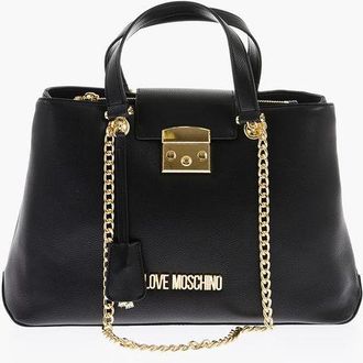 Moschino LOVE Textured Faux Leather LUCILLE Tote Bag with Double Comp size Unic