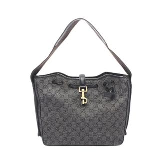 Gucci Pre-owned GG Denim Leder Schultertasche - - Pre-owned - Damen - Schwarzk - ONE SIZE