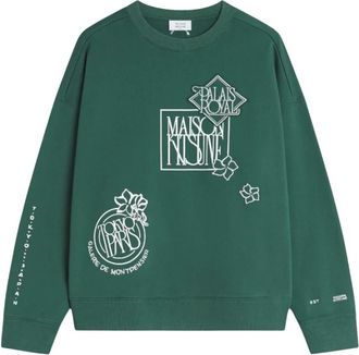 Maison Kitsun&eacute; Homme, Sweatshirts et sweats &agrave; capuche, Vert, Taille: S SweaT-shirt Oversize Art Nouveau Stamps