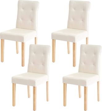 Mendler 4er-Set Esszimmerstuhl HWC-E58, Stuhl Essstühle, MVG-Zertifiziert - Kunstleder Creme, helle Beine