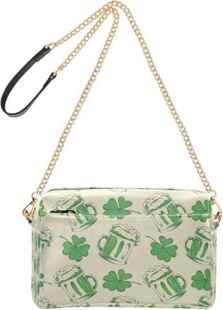 HMZXZ Sac à bandoulière en cuir pour femme avec motif trèfle à bière et bandoulière