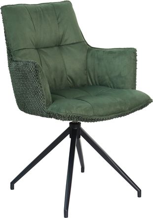Novel Armlehnstuhl, Gr&uuml;n, Schwarz, Metall, Textil, Drehkreuz, 59x90x62.5 cm, Stoffauswahl, Sitzfl&auml;che 360&deg; drehbar, inklusive Armlehnen, automatische R&uuml;ckho