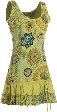 vishes Sommerkleid Damen &Auml;rmellos Bedruckt R&uuml;schen Raffung Baumwolle Alternative Mode, Boho, Hippie, Ethno, Festival