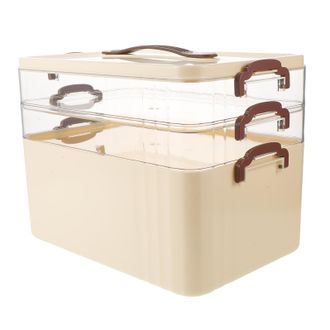 Aboofan Mehrschichtige Medikamentenbox Kunststoff mit Griff Gro&szlig;e Reise Pillenbox f&uuml;r Haushalt B&uuml;ro 3 Lagiger Medikamenten Organizer mit Transparenten F&auml;chern