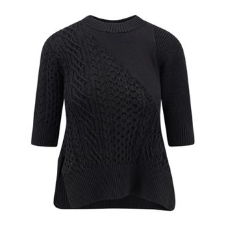 sacai Schwarzer Cable Knit Pullover - - Knitwear - Damen - Schwarzk - L